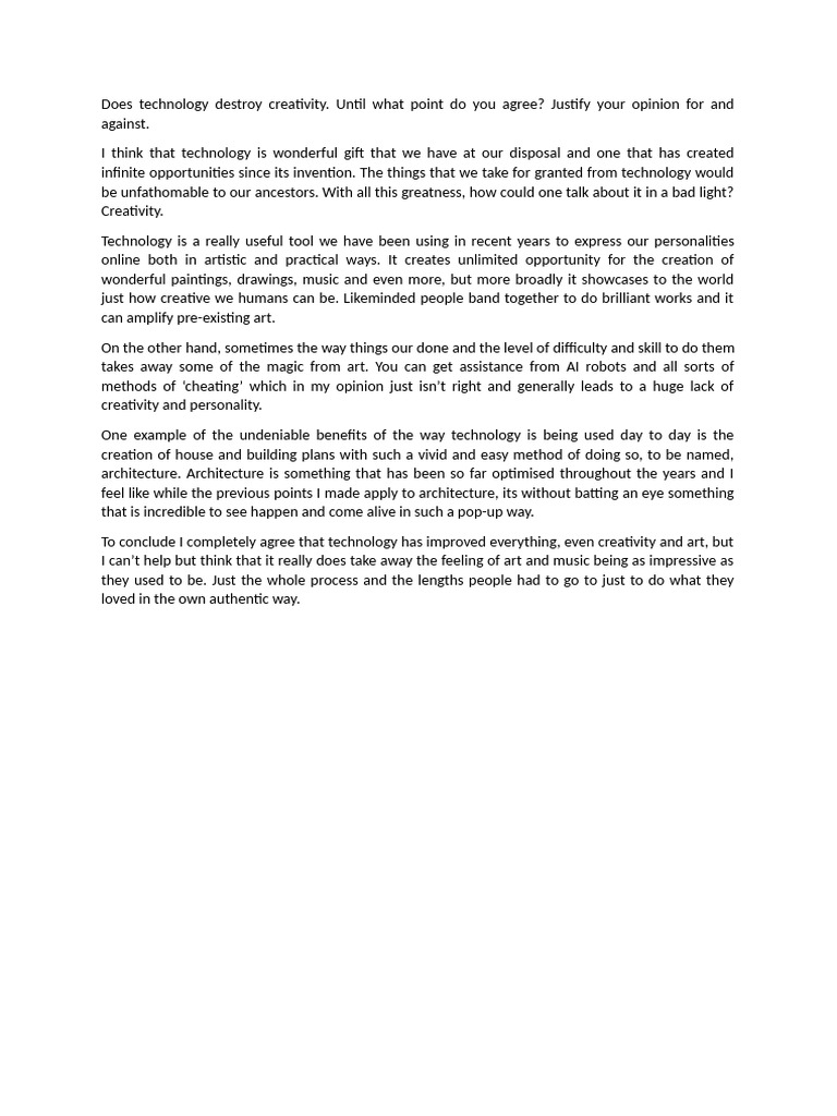 Does technology destroy creativity | PDF