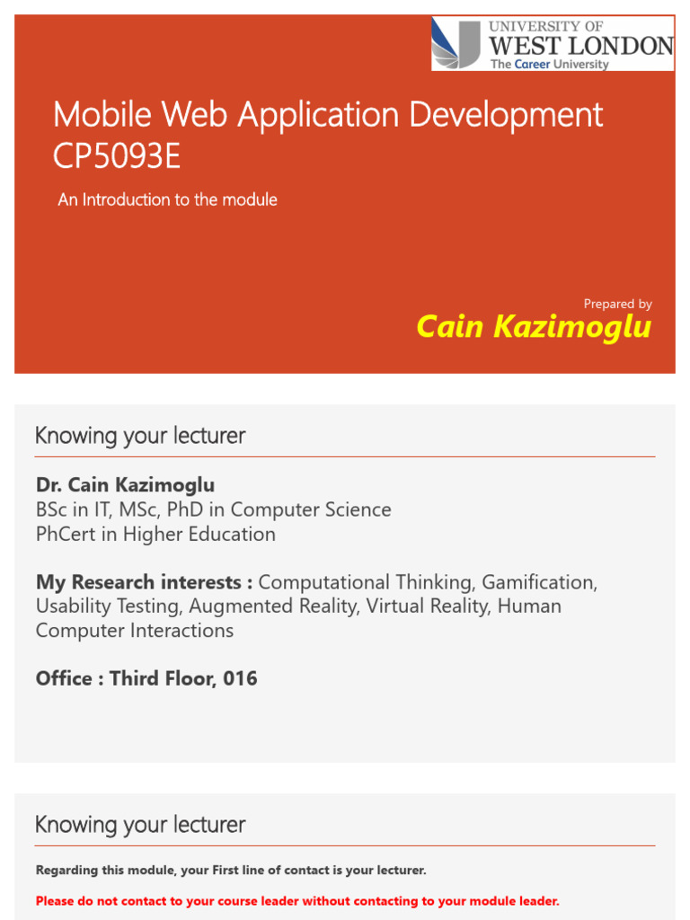 Mobile W00.AnIntroductionToTheCourse | PDF | Turnitin | Modular Programming