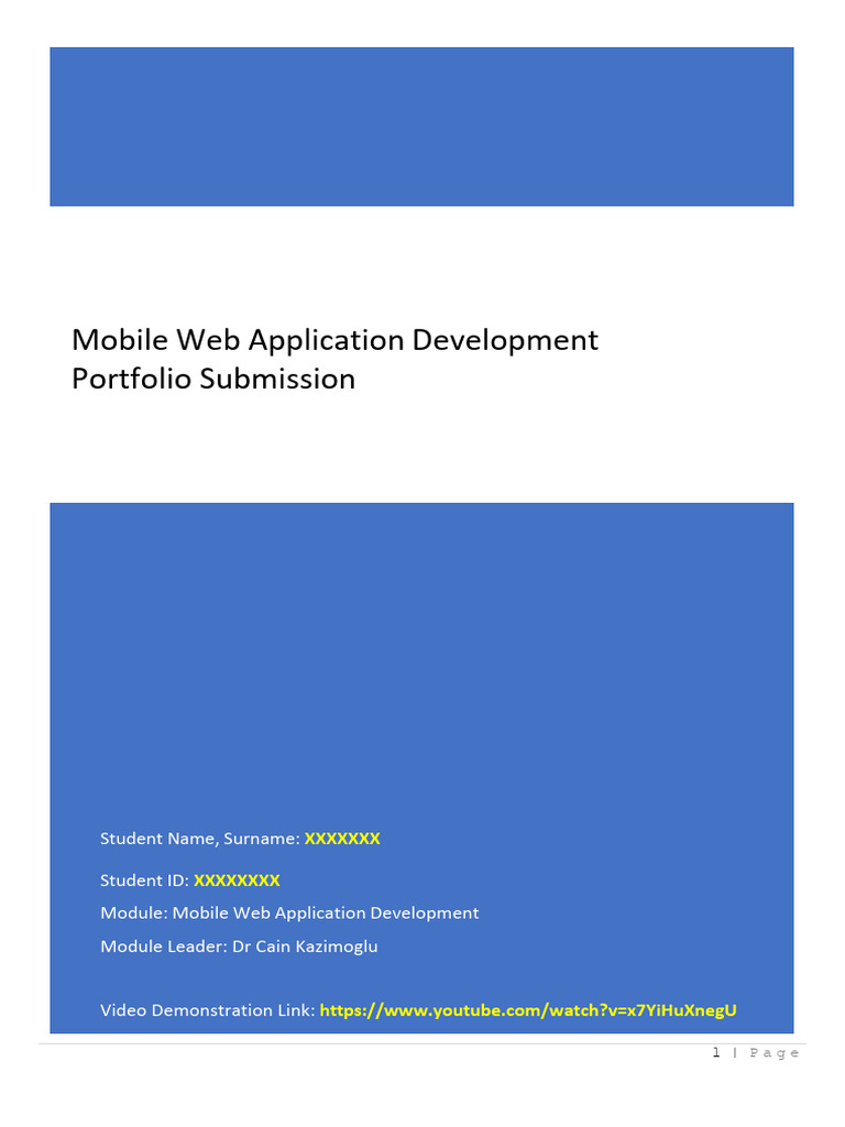 Mobile Web App Development Portfolio EXAMPLE LAST YEAR | PDF | Page Layout | User Interface