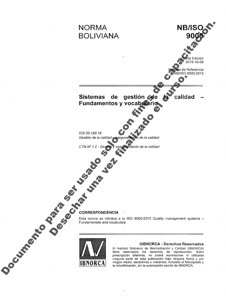 NORMA ISO 9000_2015Capacitacion | PDF