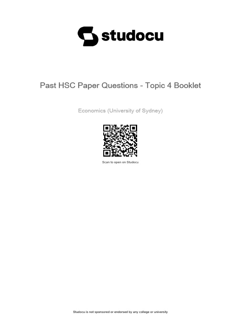 Topic 4 - Past HSC Economic Questions | PDF | Cognition