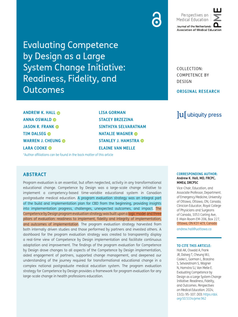 14 Evaluating Competence by Design As A Large System Change Initiative | PDF | Program ...