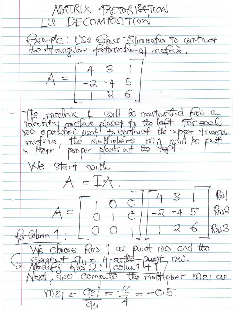 PHY 3032 Chapter - Indirect Matrix Factorization and Permutation Matrix ...