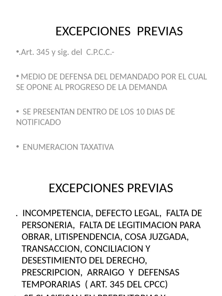 Excepciones Previas | PDF