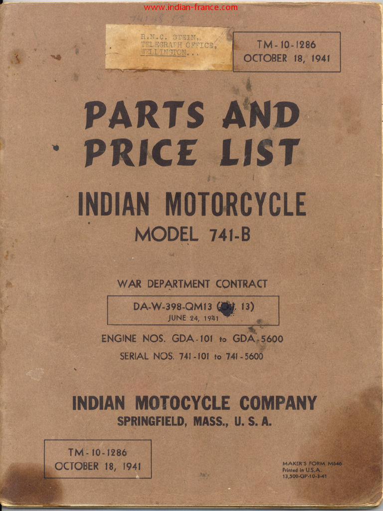 1941 Indian Scout 741b Parts List | PDF