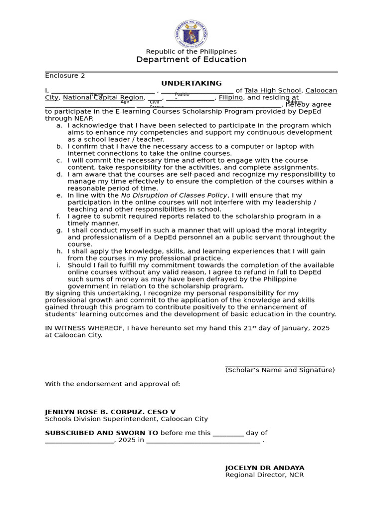 Undertaking (NEAP Training) | PDF | Educational Technology