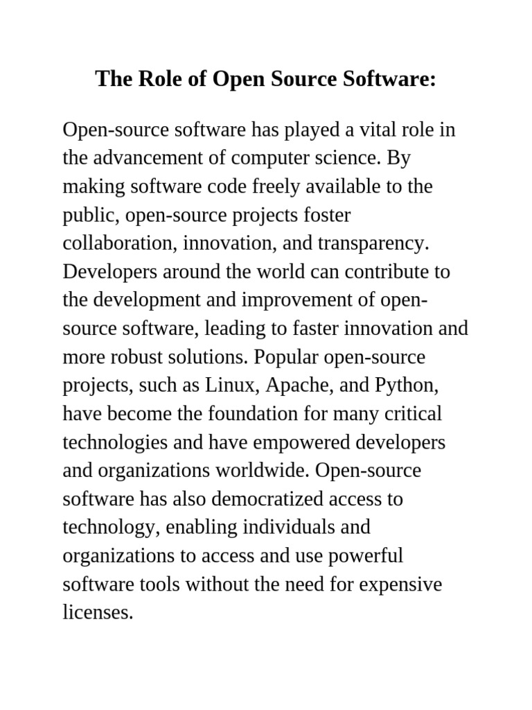 The Role of Open Source Software | PDF