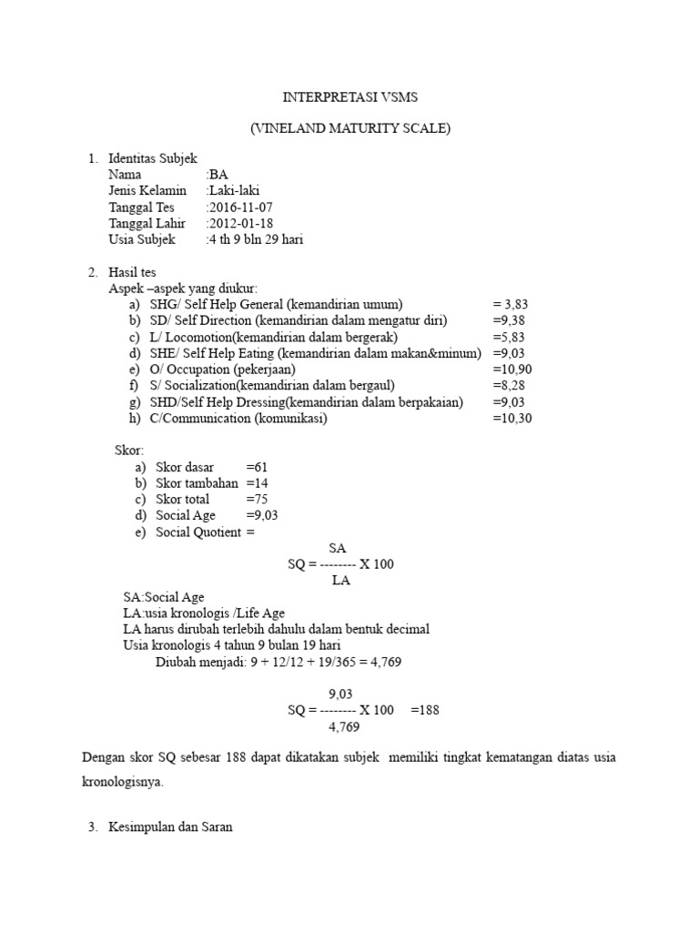 Interpretasi VSMS | PDF