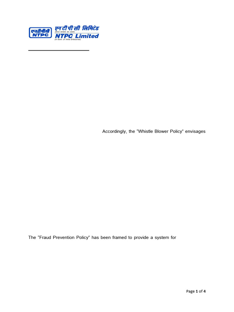 NTPC Fraud Prevention Policy Overview | PDF | Fraud | Justice