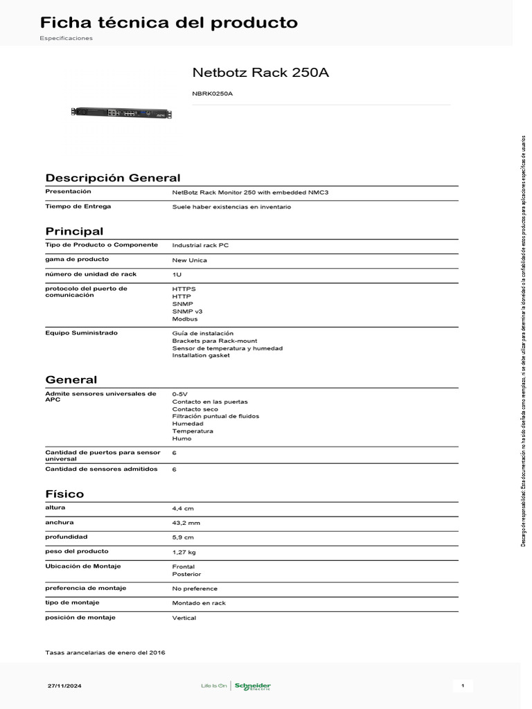 Schneider Electric - NetBotz-200 - NBRK0250A | PDF