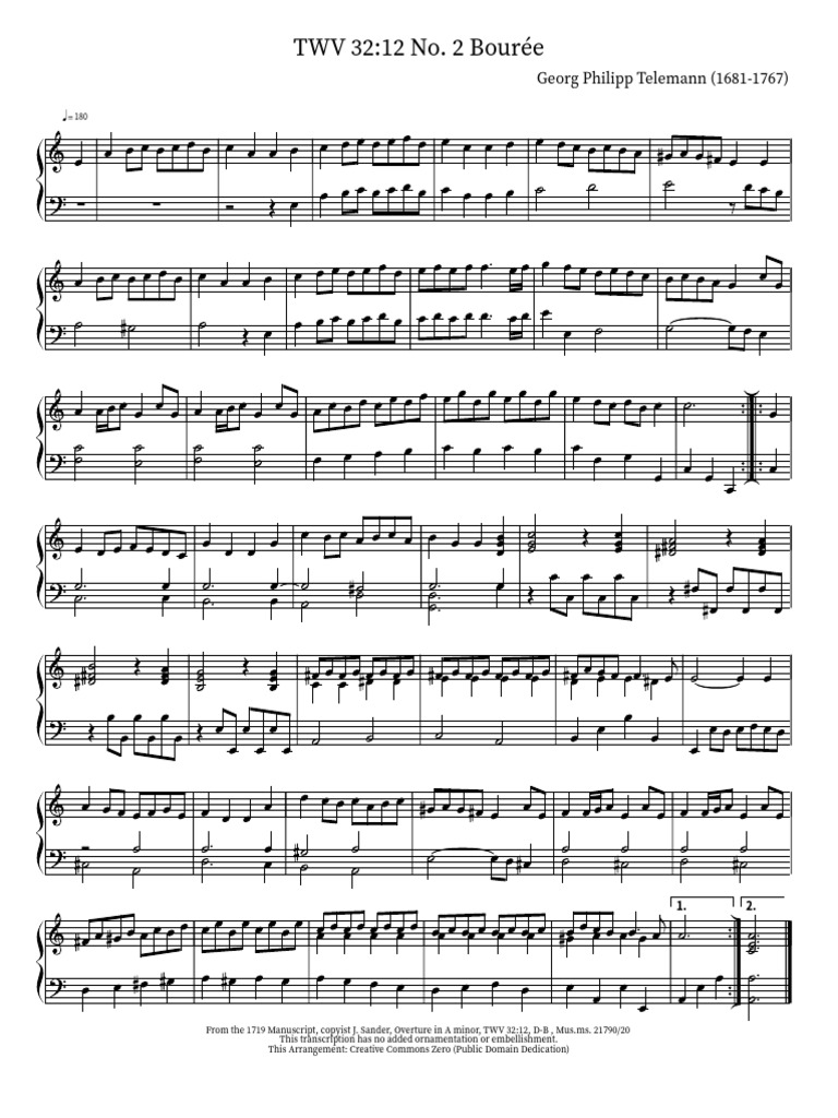 TWV 32 - 12 No. 2 Bourée | PDF