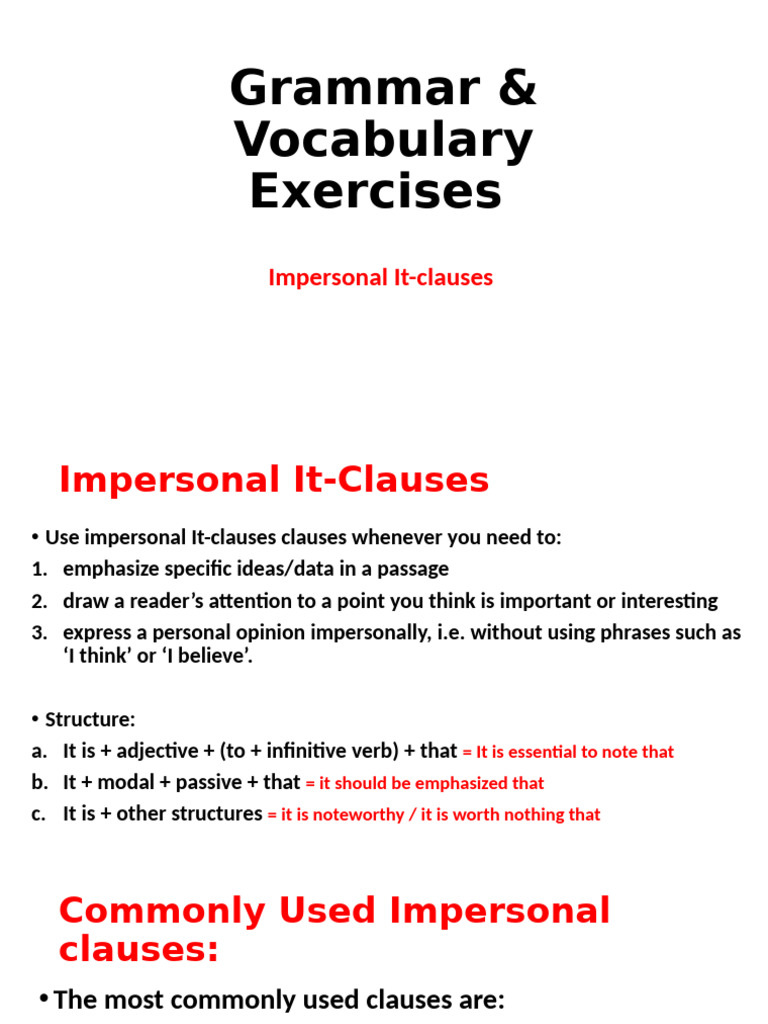 Impersonal It-Clauses Explained | PDF