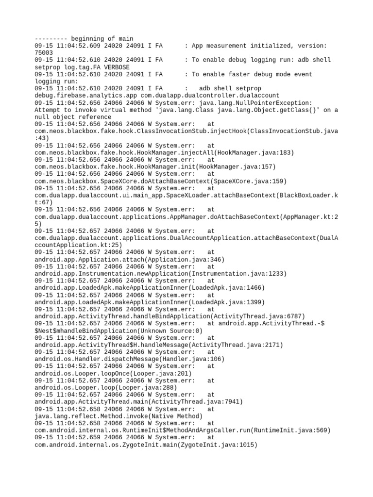 Com - Dualapp.dualcontroller - Dualaccount Logcat | PDF | Java (Programming Language) | Object ...