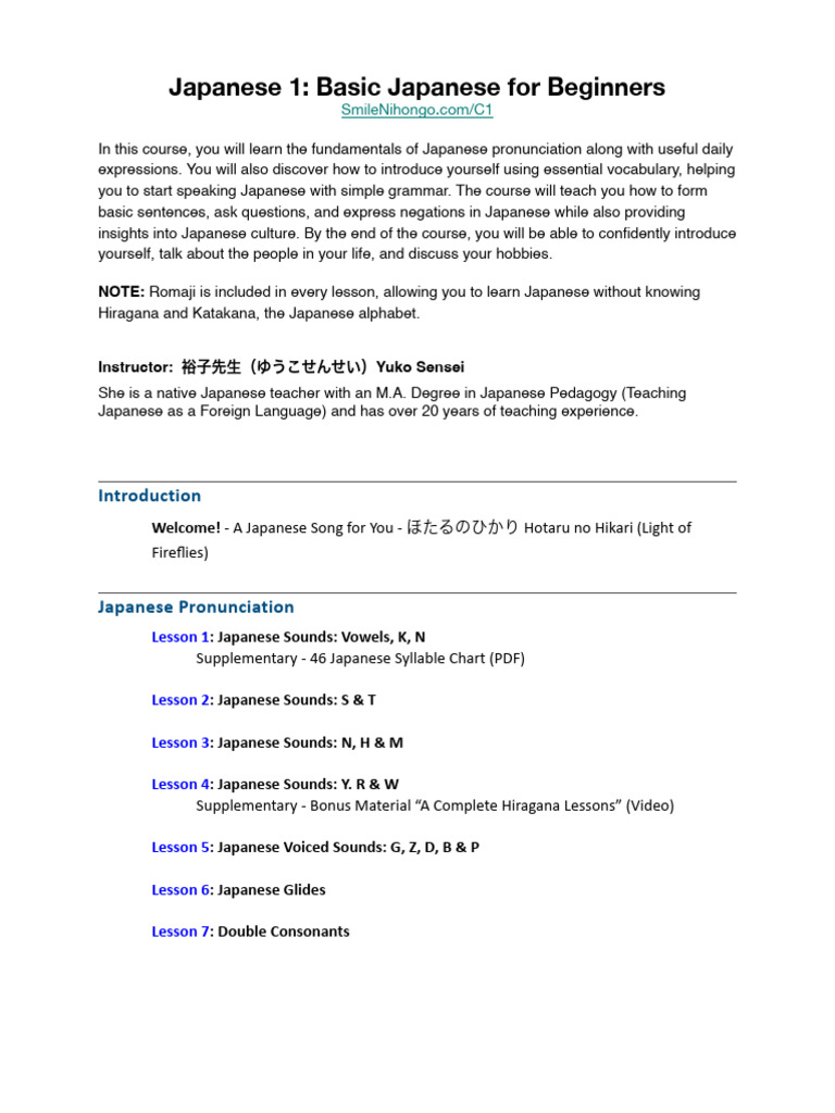 Japanese-1-Lesson-List | PDF | Japanese Language | Human Communication