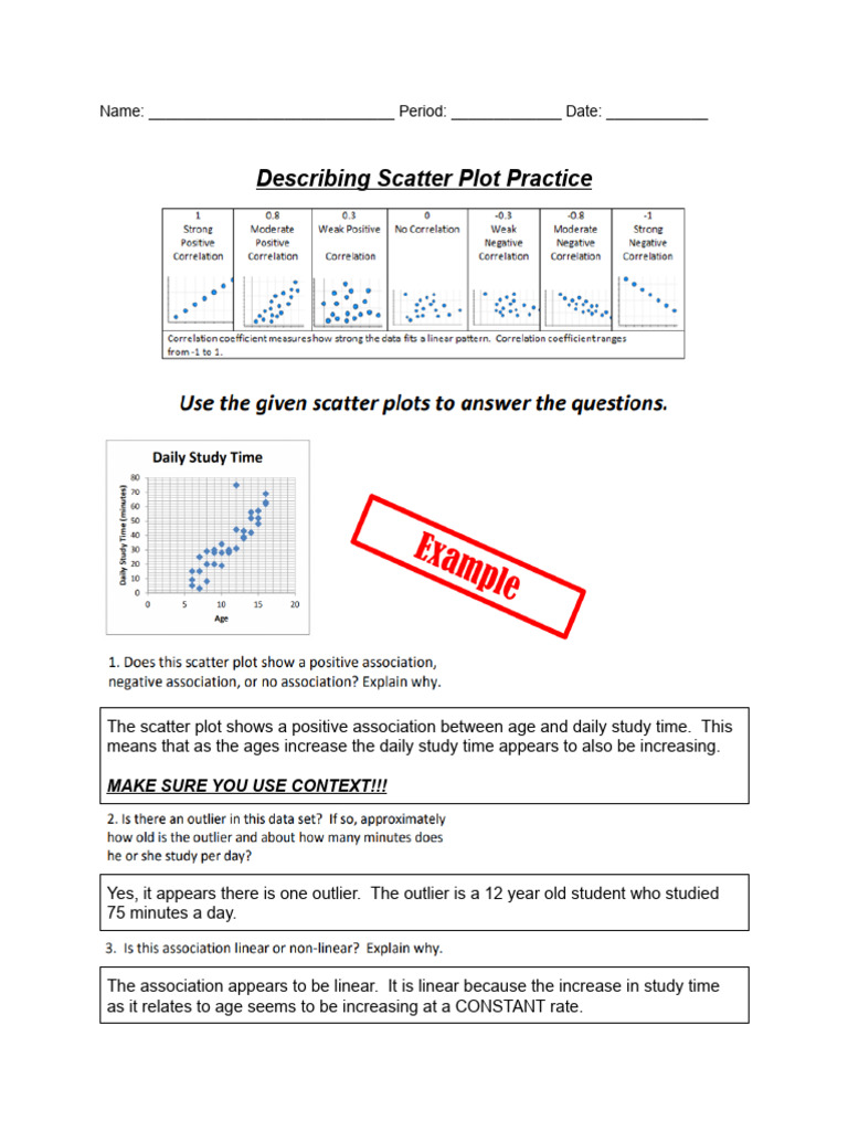 Kelsey Simpson - Describing Scatter Plot Practice (3) | PDF