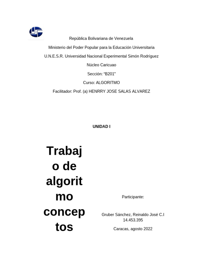 Trabajo de Algoritmo | PDF | Algoritmos | Variable (informática)