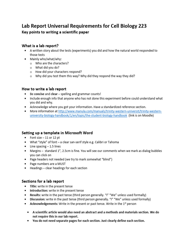 BIOL 223 - 2024 - Lab Reports Universal Requirements (1) | PDF ...