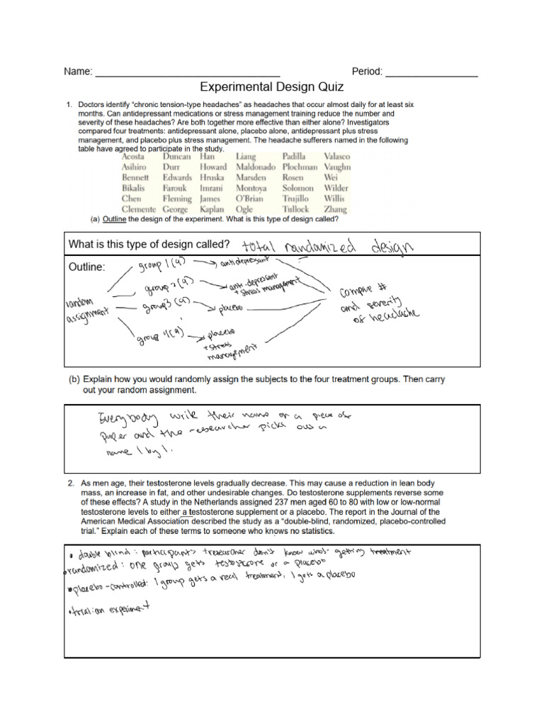 Kelsey Simpson - Experimental Design Quiz | PDF