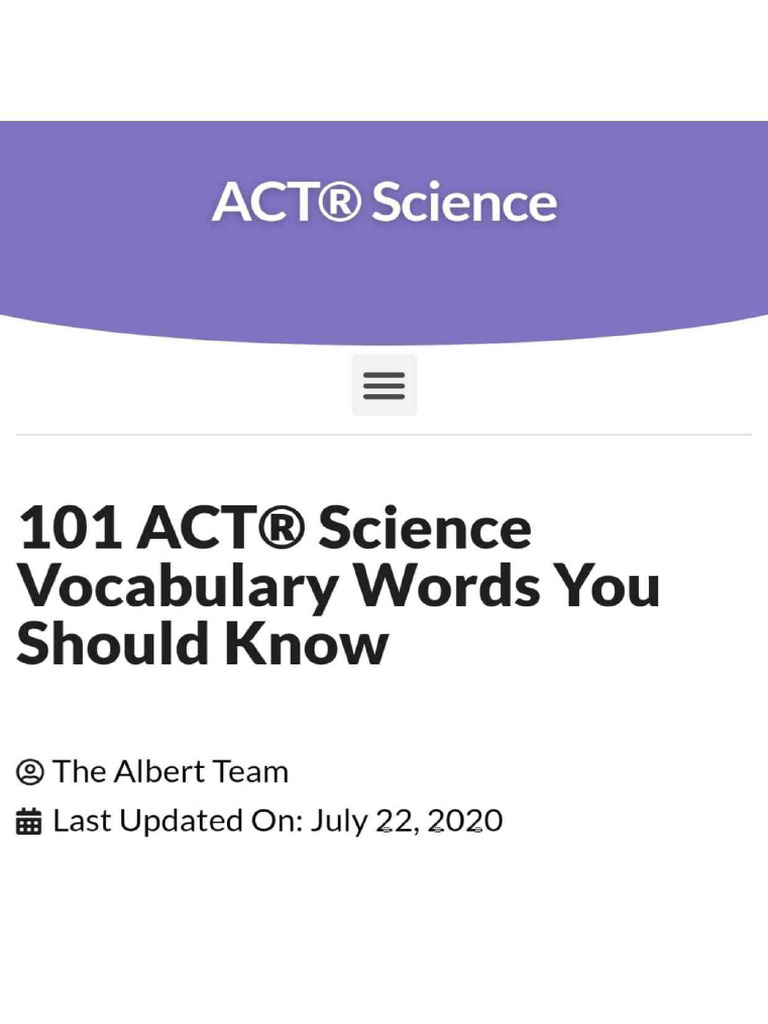 101 ACT Science Vocab Words | PDF