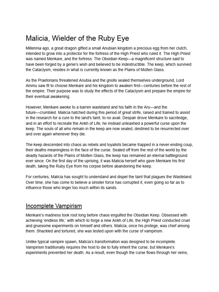 Malicia: The Ruby Eye's Curse | PDF | Vampires