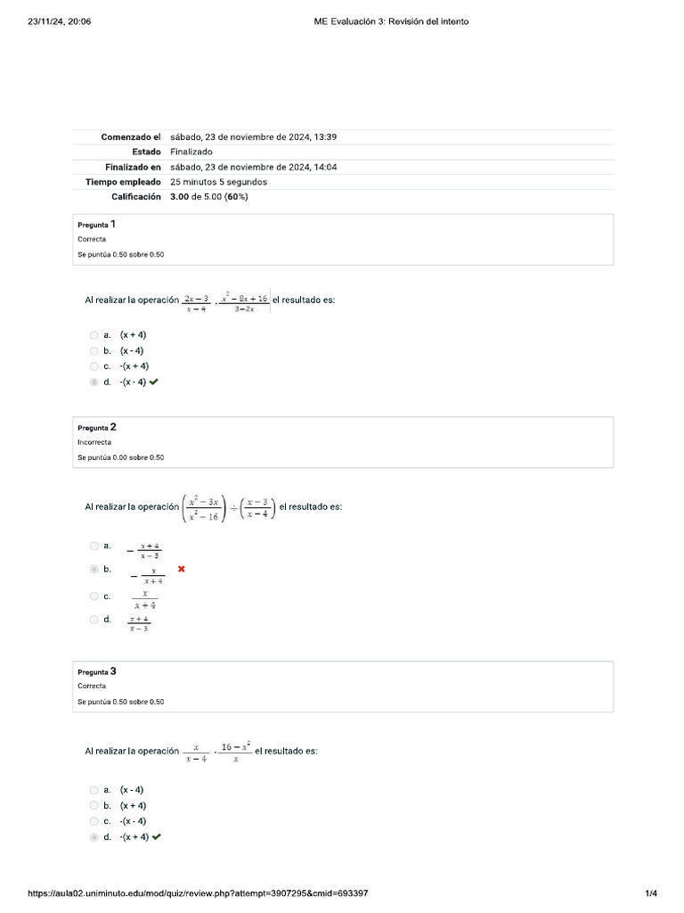 Examen Precalculo | PDF