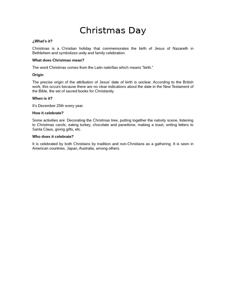 Understanding Christmas Day Celebrations | PDF