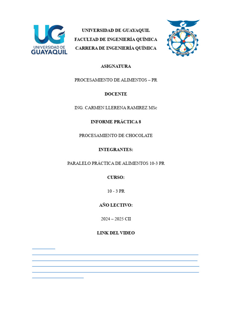 Informe Final Chocolate 10-3 PR | PDF | Chocolate | Tipos de chocolate