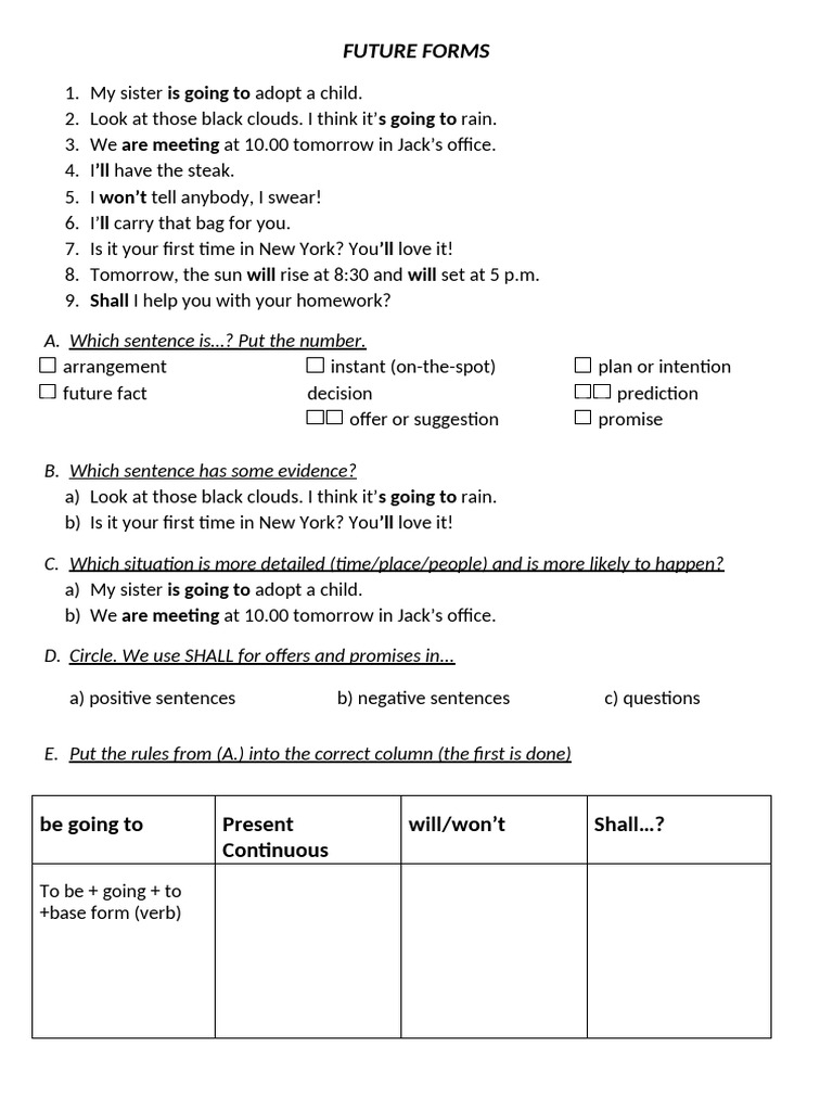 English Future Tense Exercises | PDF