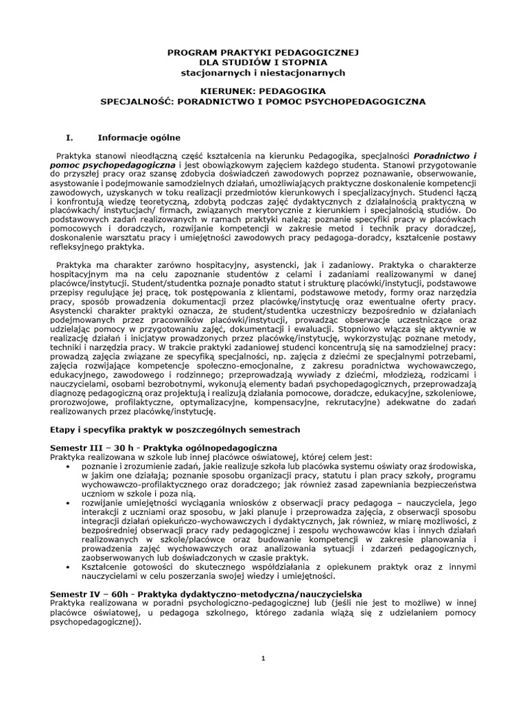 PiPP - Program Praktyki - Lic 2024 | PDF