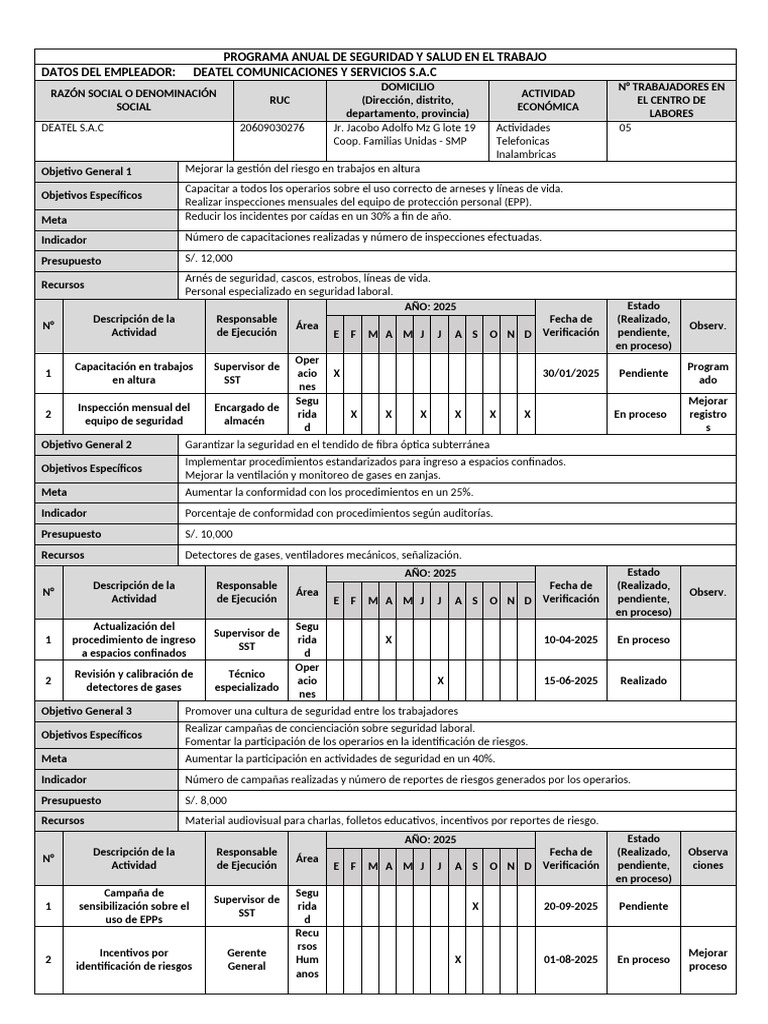 4. Programa Anual de SST[1] | PDF | Seguridad y salud ocupacional