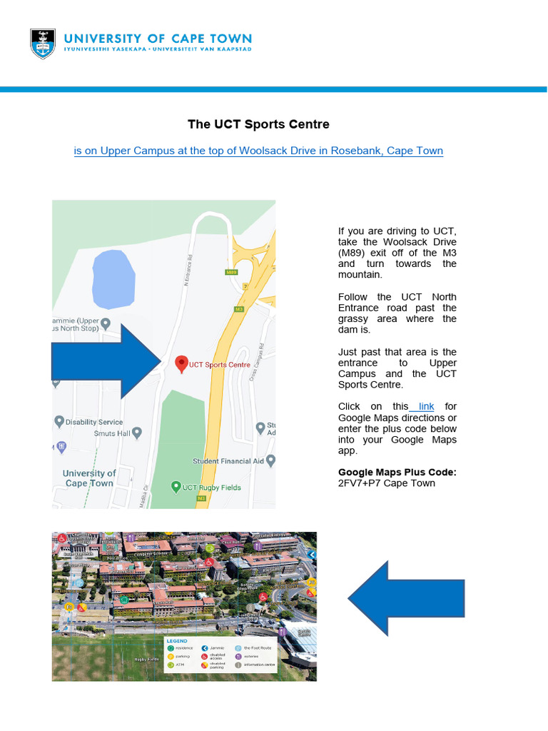 Directions to UCT Sports Centre | PDF