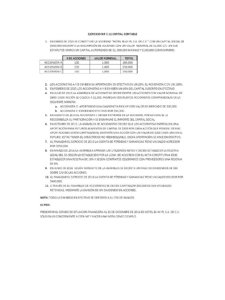 Ejemplo de Capital Contable NIF C-11 | PDF