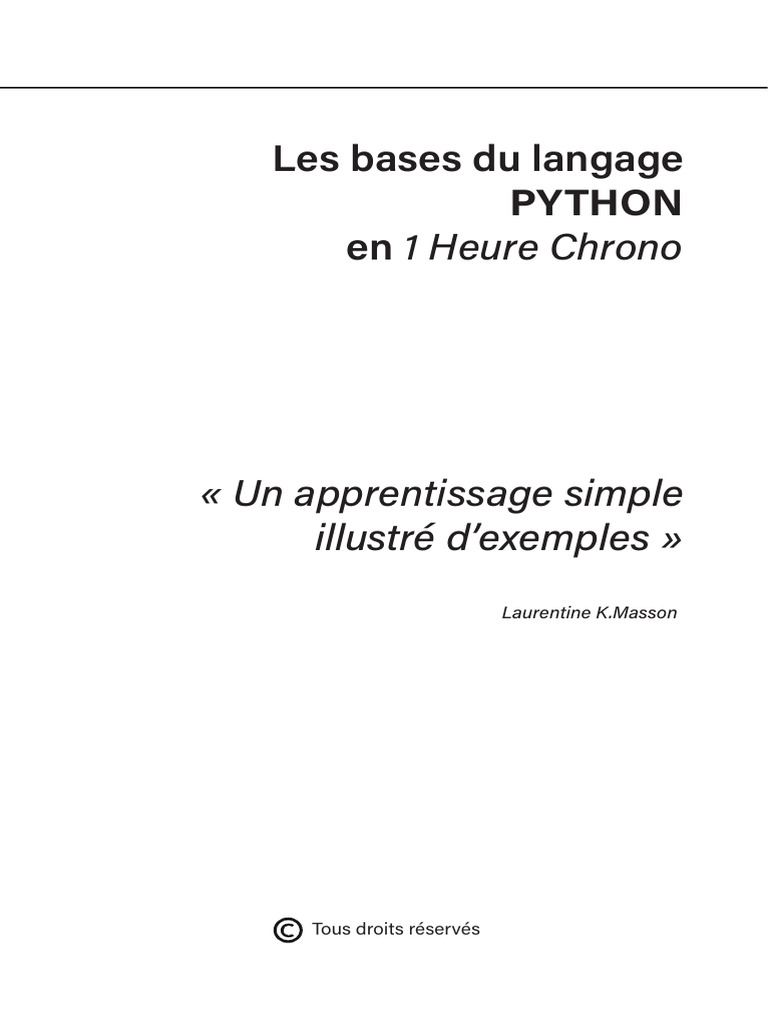 Les Bases de Python en 1 Heure Chrono | PDF