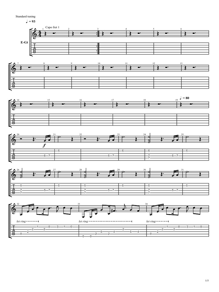 Guitar Tab with Capo on Fret 1 | PDF | Irish Musical Instruments ...