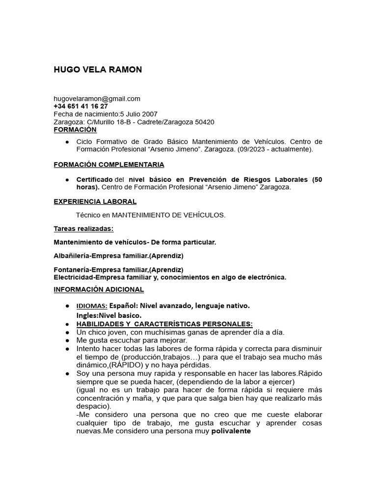 CV Hugo Vela | PDF