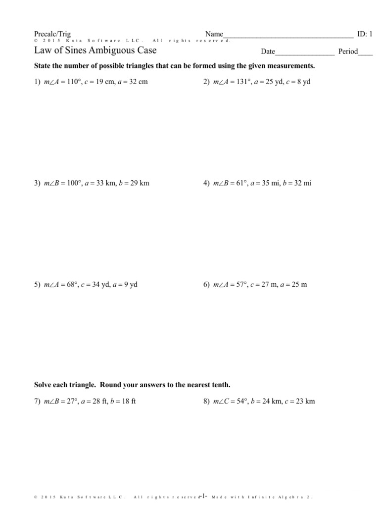 8_law_of_sines_ambiguous_case | PDF | Geometric Measurement | Angle
