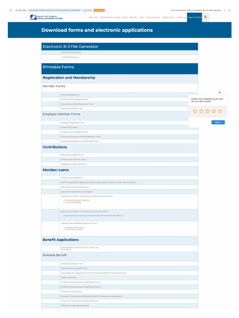 Screencapture Sss Gov PH Download Forms and Electronic Applications ...