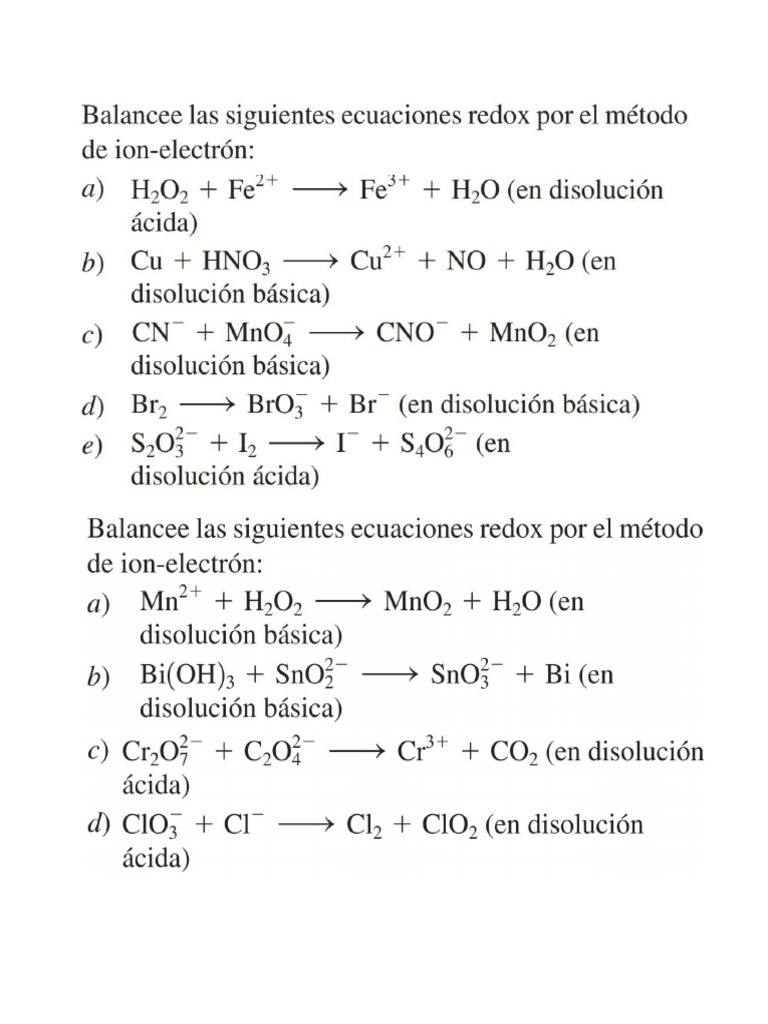 Ejercicios Redox | PDF