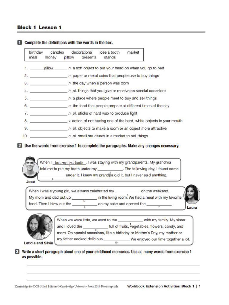 Workbook. Unit 1. English 3 | PDF