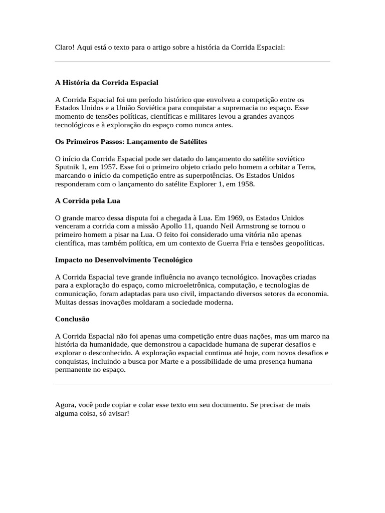 corrida espacial | PDF