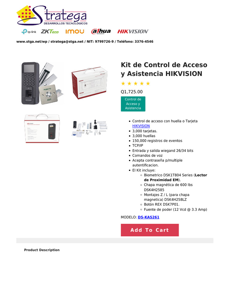 Kit de Control de Acceso y Asistencia HIKVISION | PDF | Informática ...