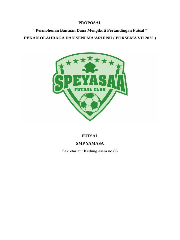 Proposal Futsal PORSEMA VII 2025 | PDF