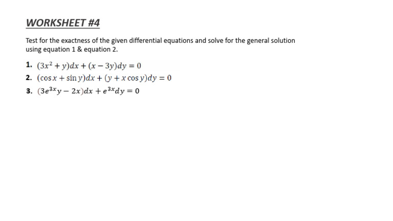 Solve Exact Differential Equations | PDF
