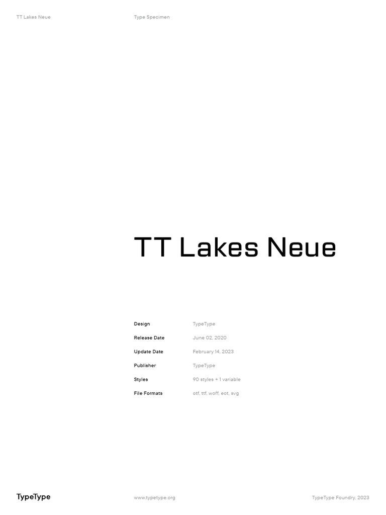 TT Lakes Neue Font Family Overview | PDF