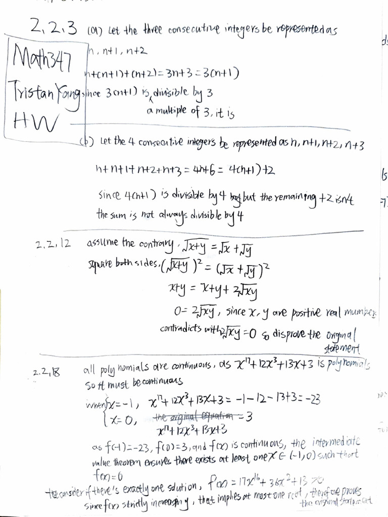 MATH 347 HW Tristan - Yang | PDF