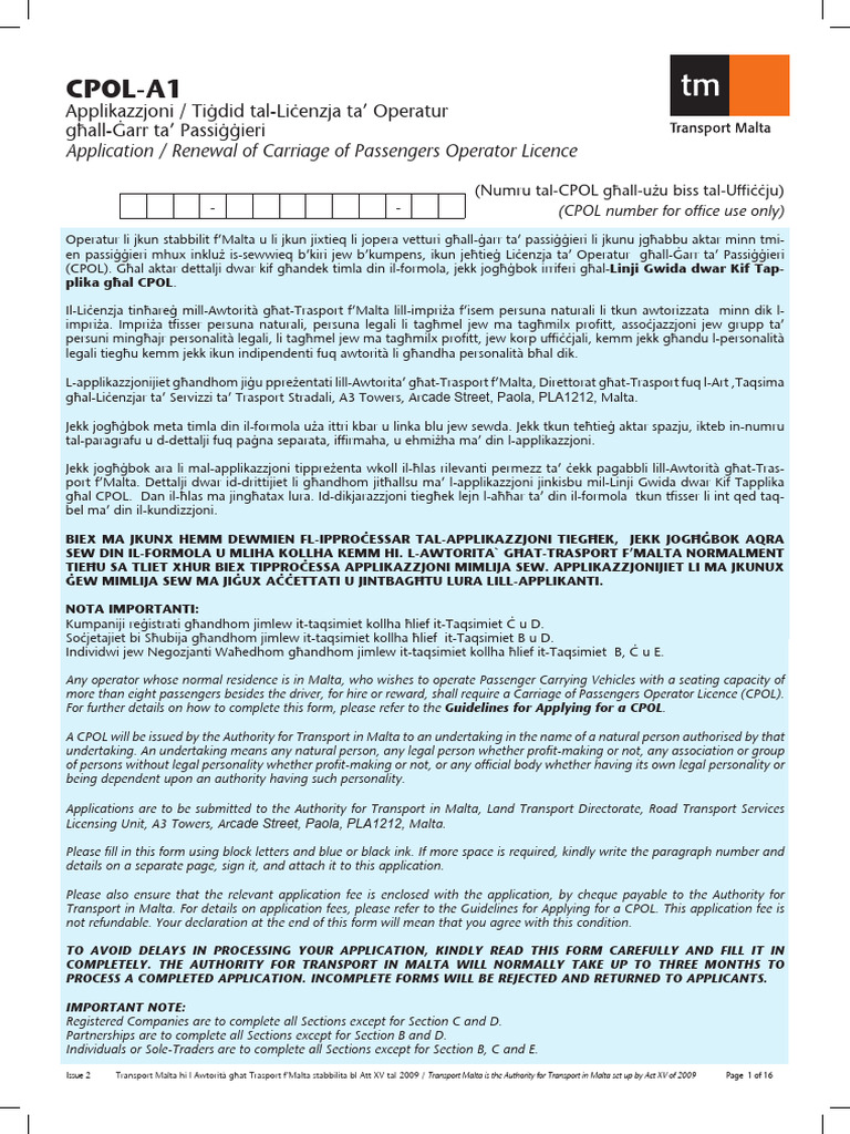Cpol-A1 - Application Renewal of Cpol | PDF