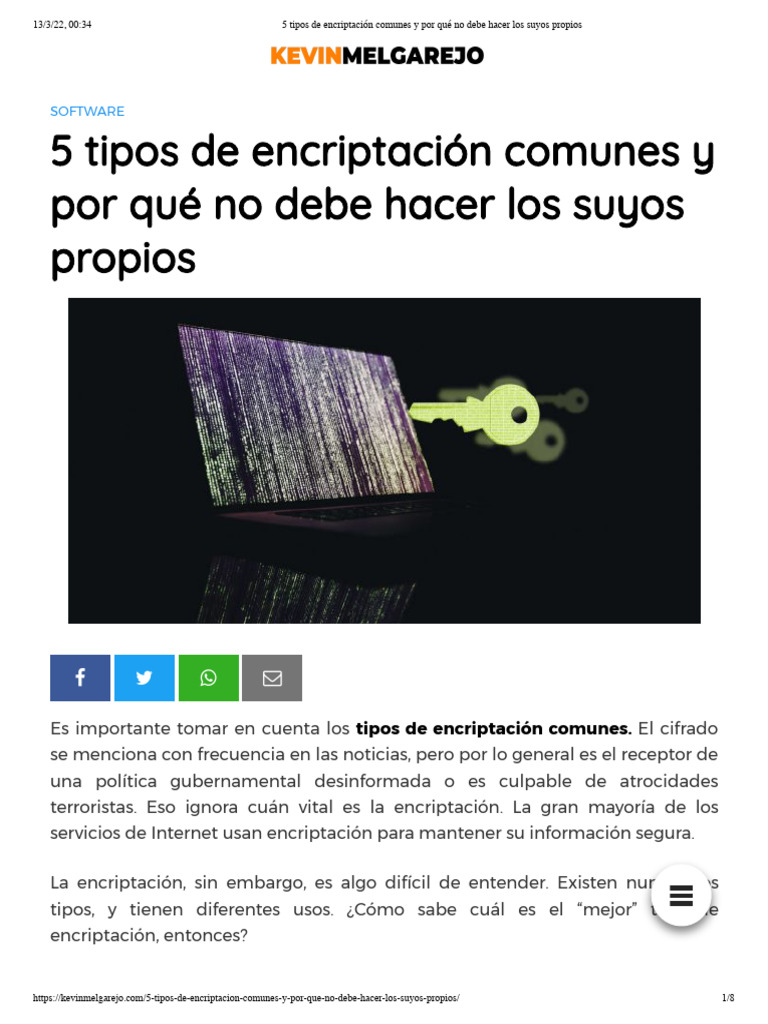 5 Tipos de Encriptación Comunes y Por Qué No Debe Hacer Los Suyos Propios | PDF | Cifrado ...