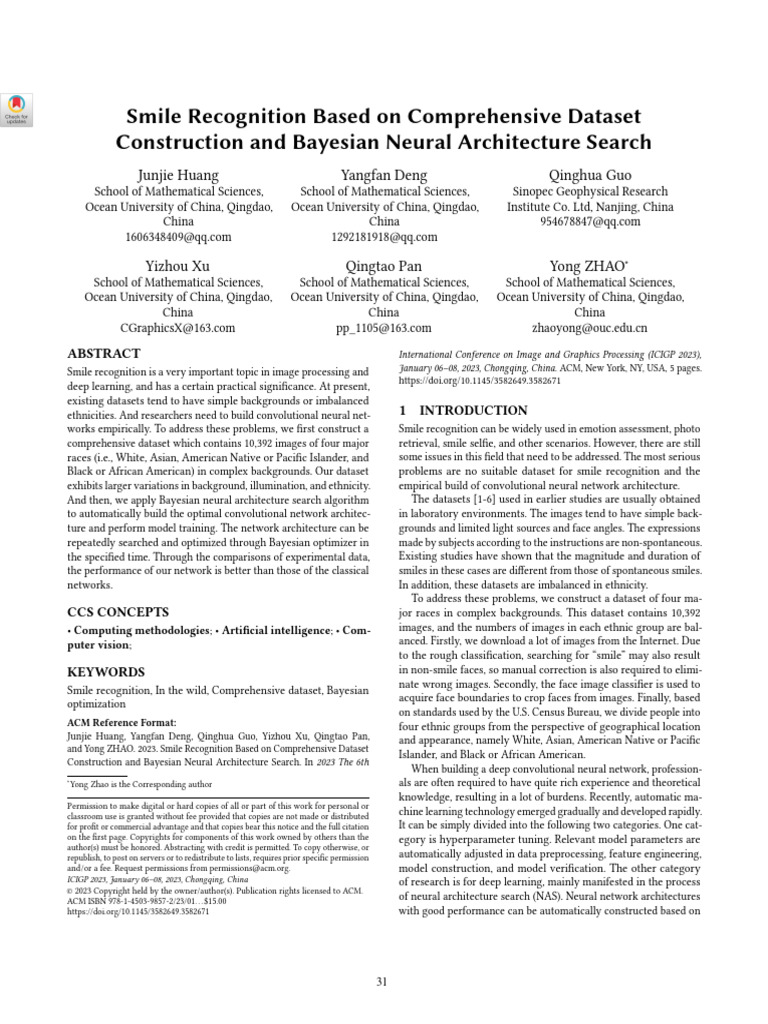 Smile Recognition Based On Comprehensive Dataset Construction and Bayesian Neural Architecture ...