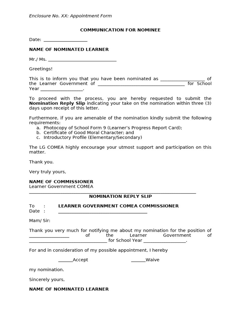 Learner Government Nomination Form | PDF