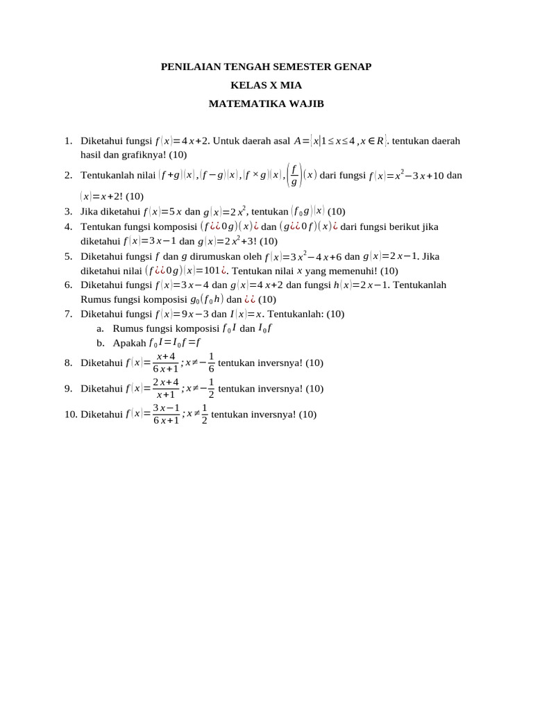 Diketahui fungsi fx | PDF